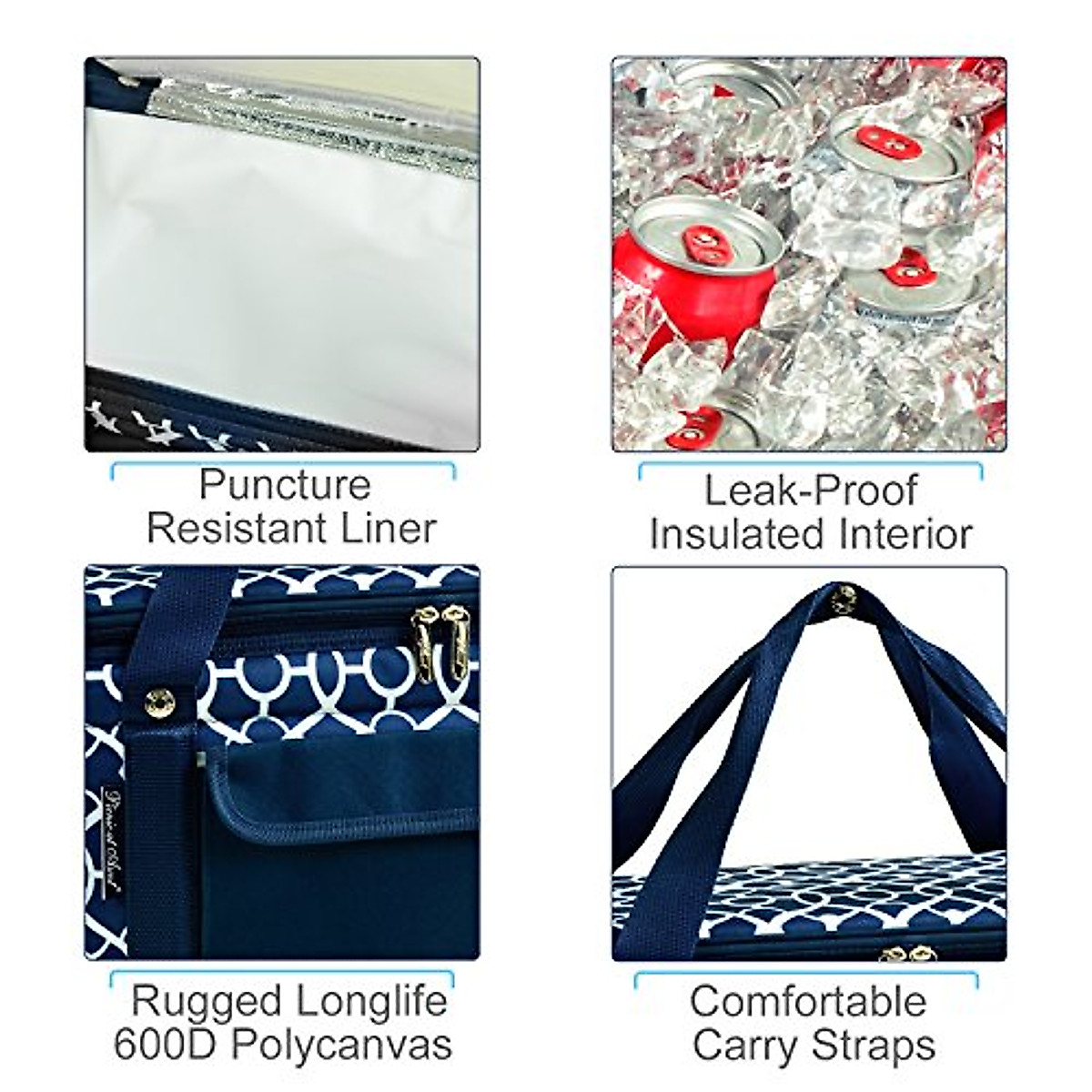 Picnic at Ascot 42 Can Capacity Semi Rigid Collapsible Leakproof Cooler- Designed & Quality Approved in the USA