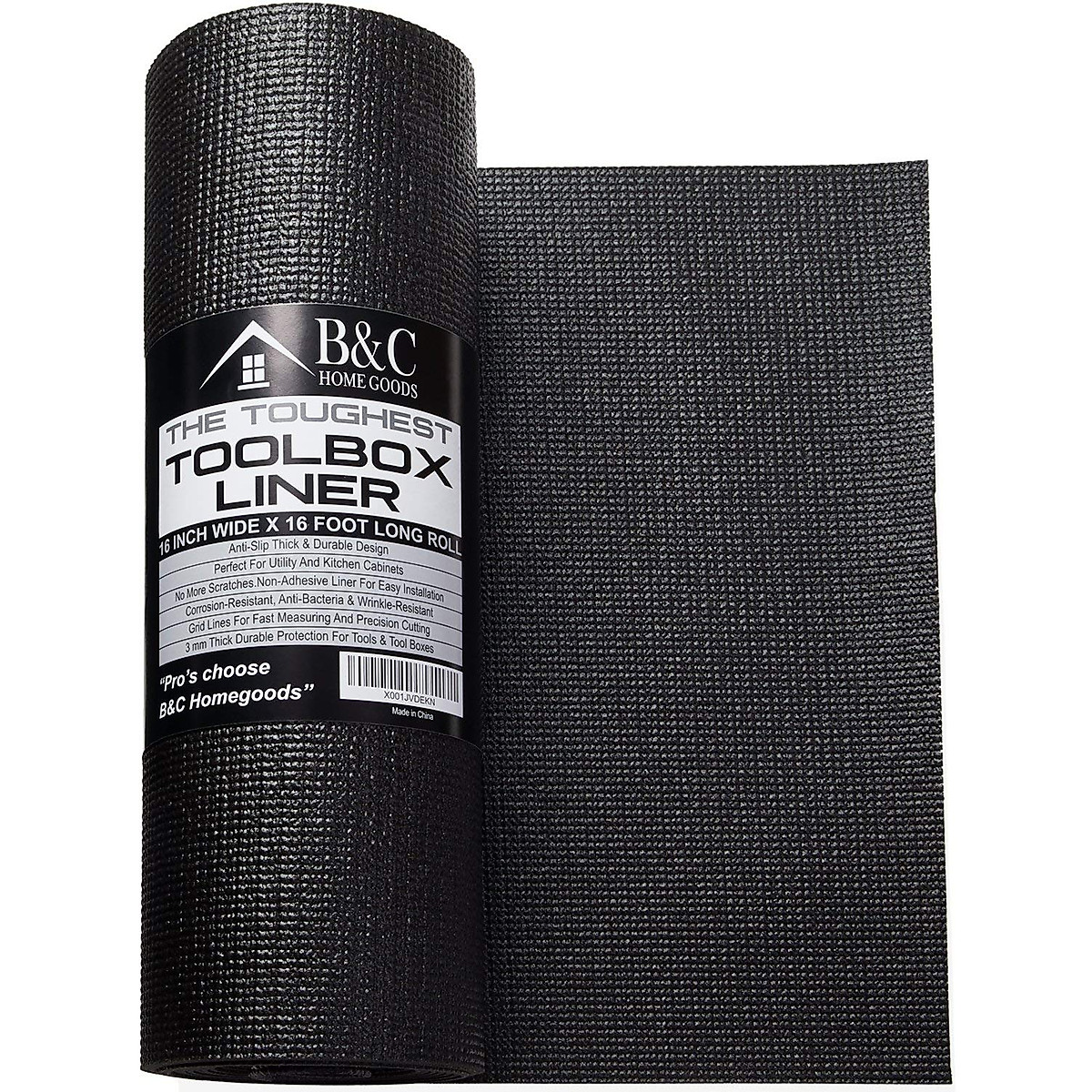B&C Home Goods Tool Box Liner - Drawer Liner w/ Black Anti Slip Toolbox Matting - Box Liners to Protect Your Tools - Easily Adjustable to Fit Any Size