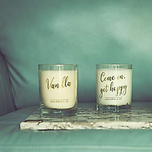 LUNA CANDLE CO. Vanilla Scented Jar Candle in 11oz. Clear Glass, Single Wick, Soy Wax, Up to 110 Hours of Burn Time, Great Gift for Home, Wedding, Birthday, Spa