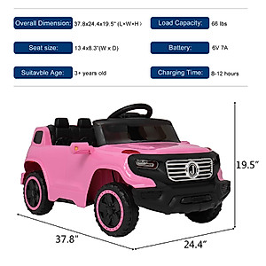 VALUE BOX Electric remote control Truck, Kids Toddler Ride On Cars 6V Battery Motorized Vehicles Children's Best Toy Car Safe with 3 Speeds, music, seat belts, LED lights and realistic Horns (Pink)…