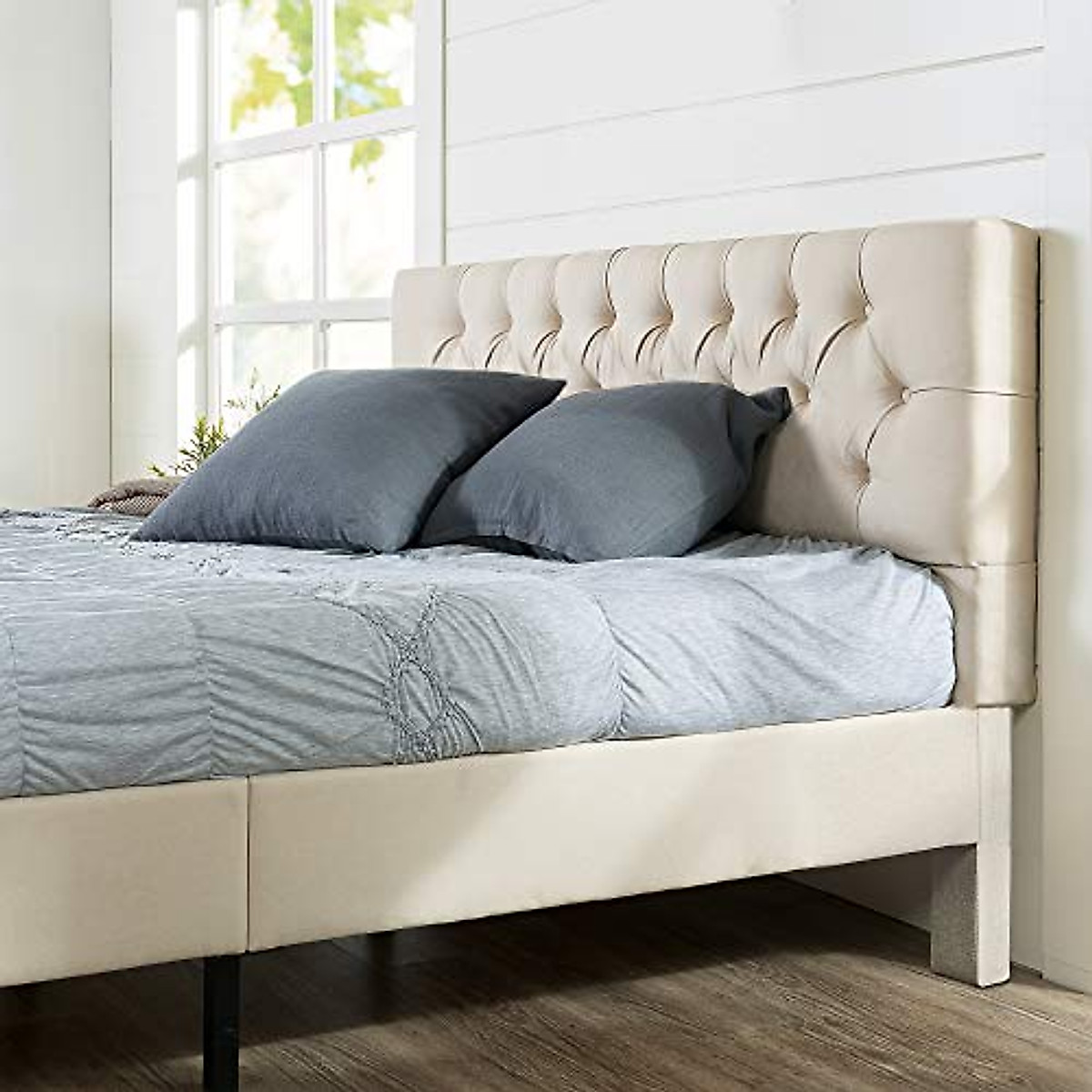 ZINUS Misty Upholstered Platform Bed Frame, Mattress Foundation, Wood Slat Support, No Box Spring Needed, Easy Assembly, Taupe, King
