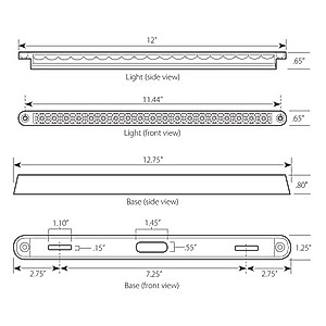Grand General 76290 Amber 12" 19-LED Sealed Light Bar with Chrome Base and 3 Wires for Dual Function