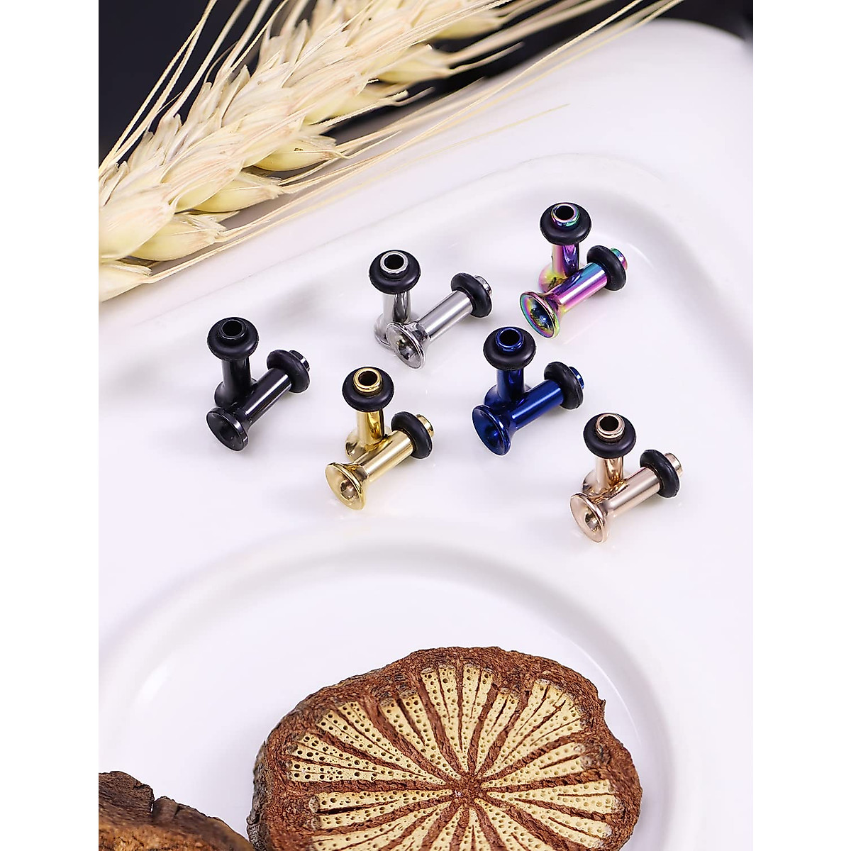 Vsnnsns 10G 316L Surgical Stainless Steel Ear Gauges Tunnel Plug Earrings Expander Stretcher Piercings Jewelry for Women Men 6 Pairs 10 Gauge 2.5mm