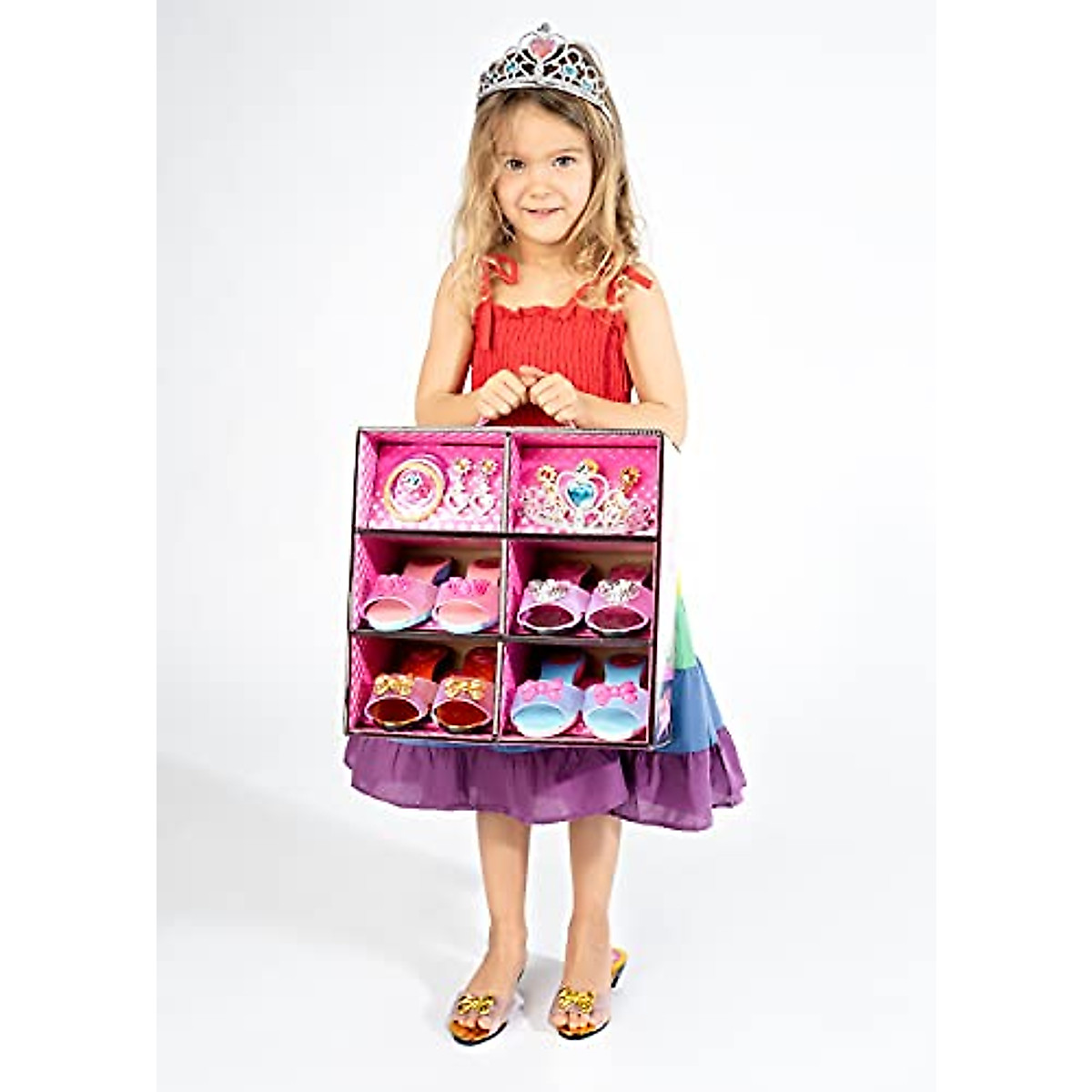 fash n kolor Princess Dress Up and Pretend Play Princess Shoes Collection Set, Princess Tiara and Jewelry for little girls, 12 Pcs Princess Toys and Accessories - Ages For 3,4,5,6 Years and Plus