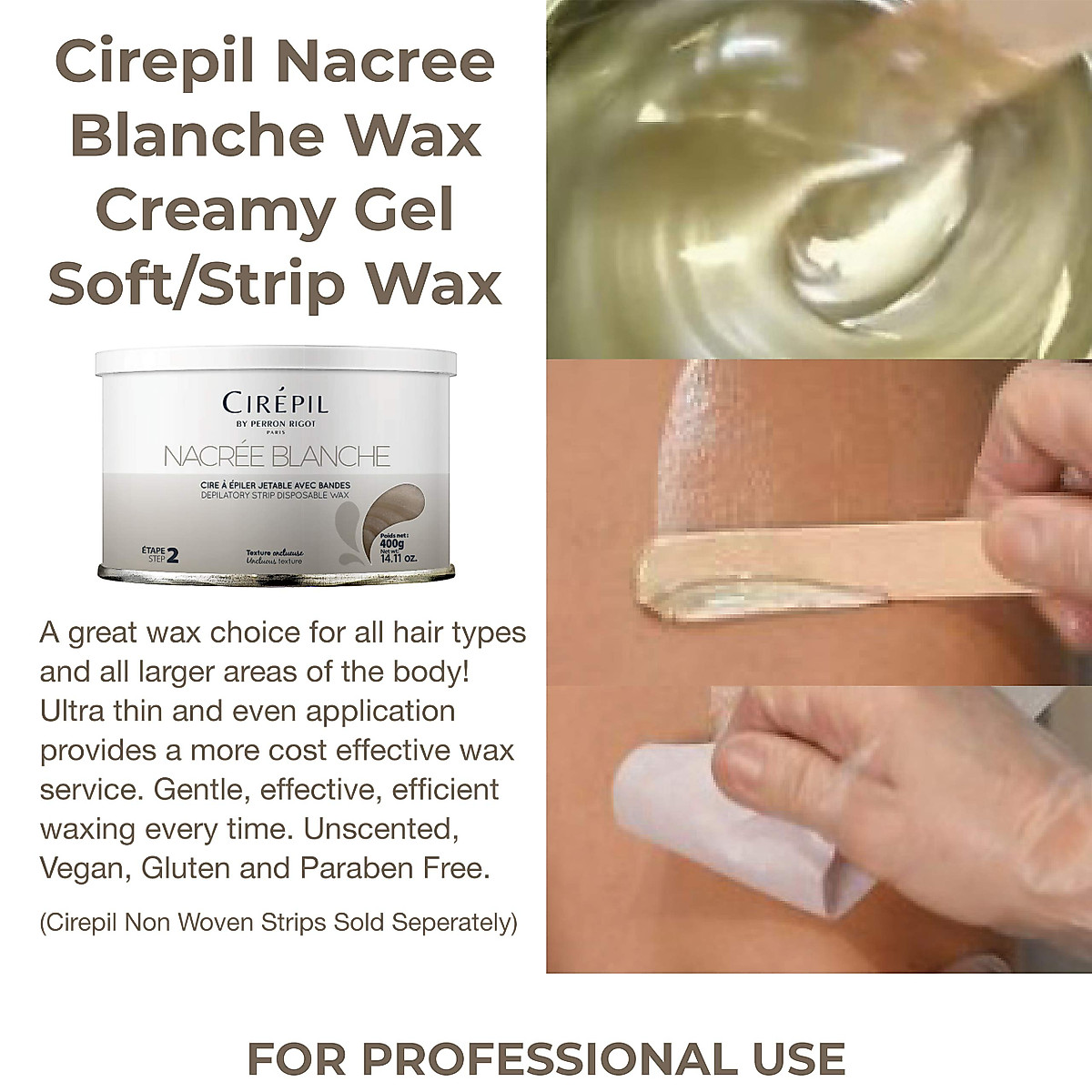 Cirepil - Nacrée Blanche - 400g / 14.11 oz Wax Tin - Unscented - Onctuous Texture - Perfect for Large Areas - Very Efficient, Ultra-Thin Application, All Hair Types - Strips Needed