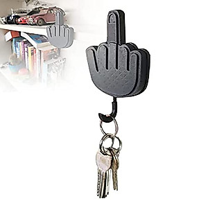 Middle Finger Key Hanger Funny Gift Idea Middle Finger Self Adhesive Key Hook Wall Personalized Key Holder for Doorway Wall Entryway Hallway Funny Office Gift (2PCS)1