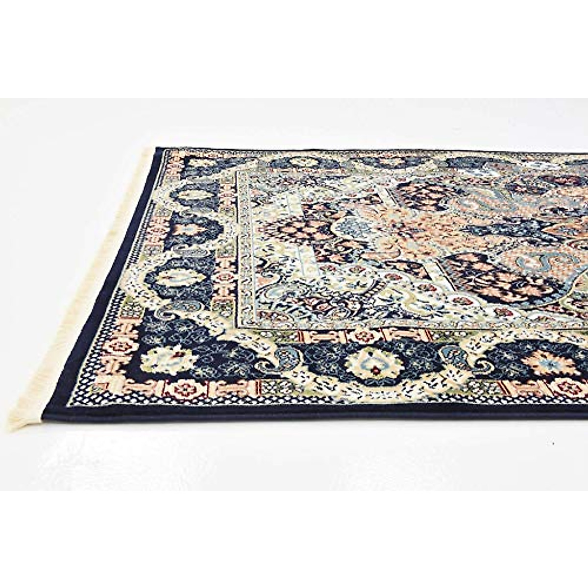 Unique Loom Narenj Collection Classic Traditional Medallion Textured Design Area Rug, 5 x 8 ft, Navy Blue/Tan