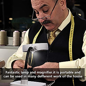 Tm-home Large 10x Magnifying Glass with Light and Stand, Folding Design with 6 LED Magnifying Lamp for Close Work