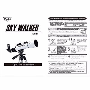 Kenko Telescope Sky walker SW-0, Refracting Telescope, for starry sky and ground observations, Light Weight, White, 111161