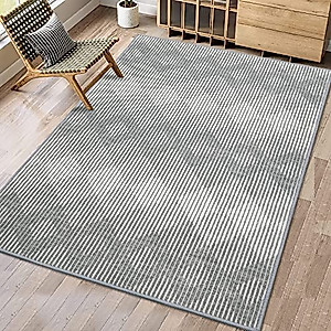 RUGSREAL Large Modern Geometric Thin Flat Area Rug Machine Washable Area Rug Low Pile Contemporary Carpet Non Slip Area Rug for Living Room Bedroom Home Office, 8' x 10' Grey