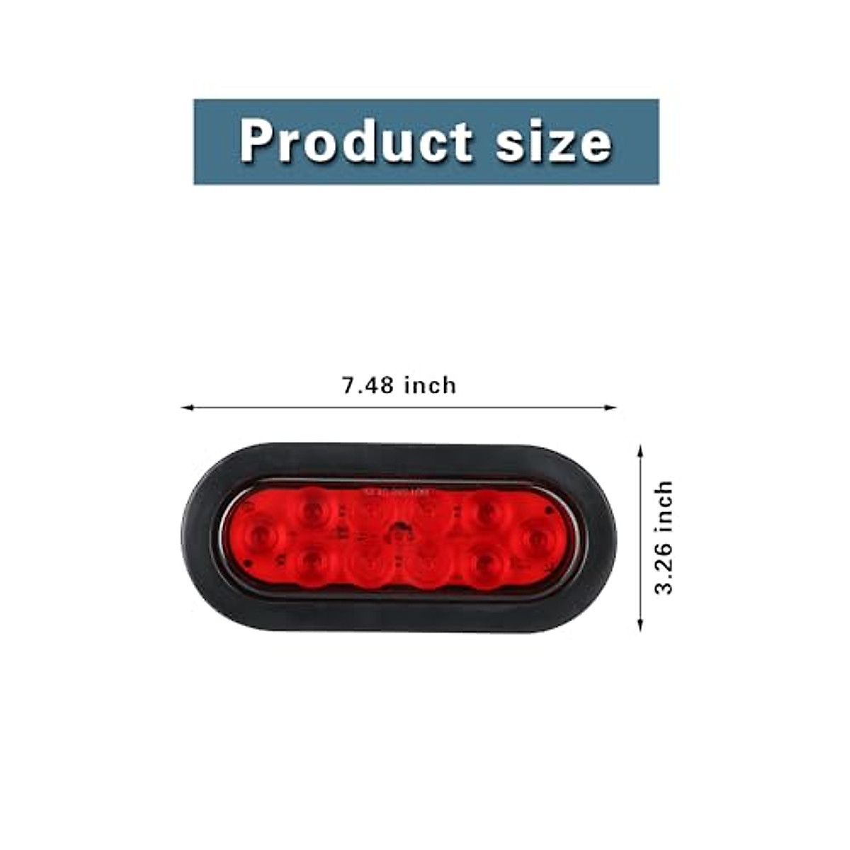QODOLSI Pack-2 Car Tail Lights, Oval Led Light Bulbs, Brake Lights with Plug, 12V Turn Lights, 7.48" x 3.26" Auto Bulbs Replacement, Universal for Most Cars, Trucks, SUVs, Trailer (Red)