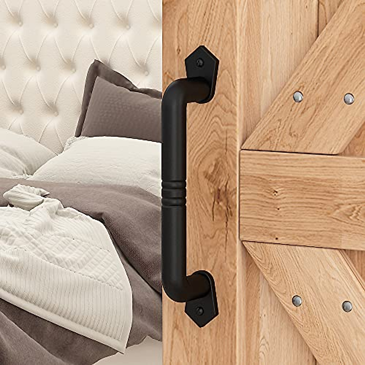 skysen Sliding Barn Door Handle Pull Black for Sliding Barn Door,Gate 9'' Black(607)