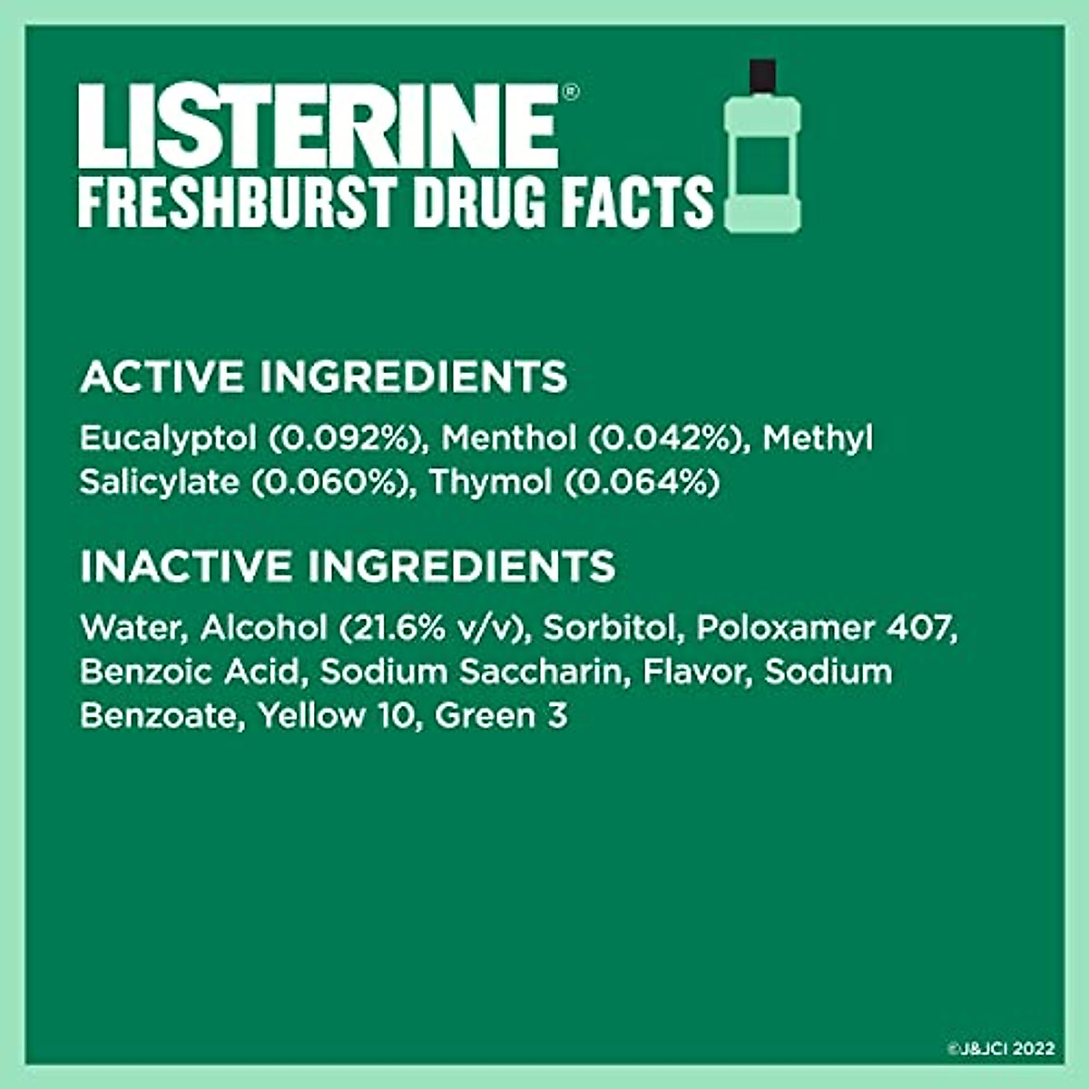 Listerine Freshburst Antiseptic Mouthwash for Bad Breath, Kills 99% of Germs That Cause Bad Breath & Fight Plaque & Gingivitis, ADA Accepted Mouthwash, Spearmint, 1 L, Pack of 2