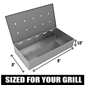 Cave Tools Grill Smoker Box Starter Kit for Wood Chips, Stainless Steel Bucket Style with Hinged Lid, BBQ Grill and Smoker Accessories - Medium