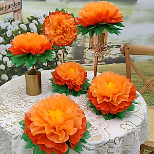 Mybbshower Tissue Pom Poms Flower Party Backdrop Decoration for Weddings Birthday Bridal Baby Showers Nursery Room Decor (Orange, 9 inch)