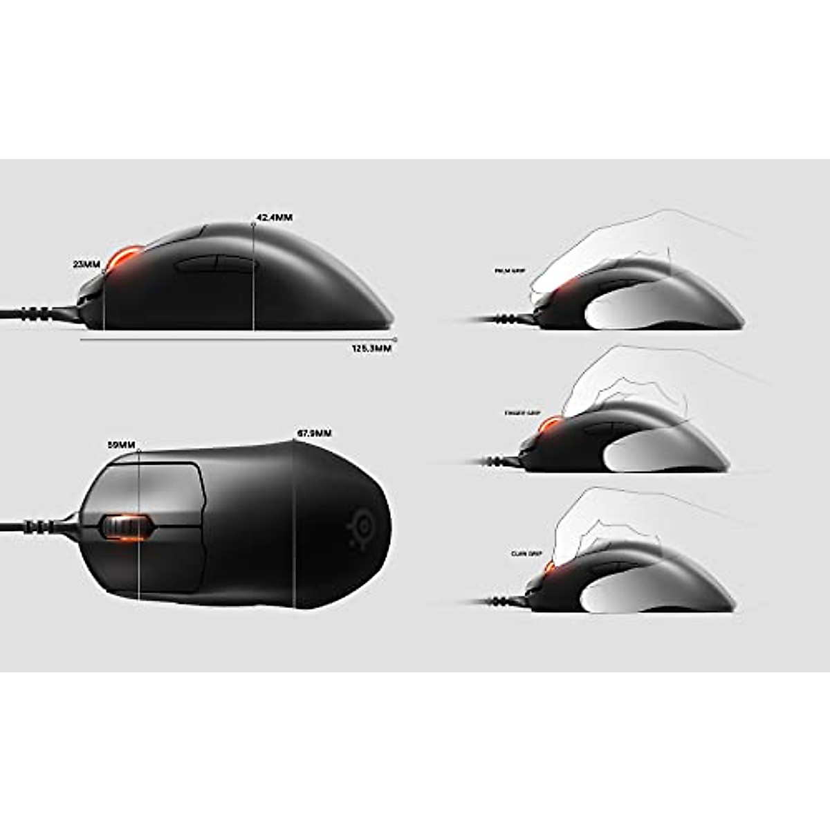 SteelSeries Prime - Esports Performance Gaming Mouse – 18,000 CPI TrueMove Pro Optical Sensor – Magnetic Optical Switches