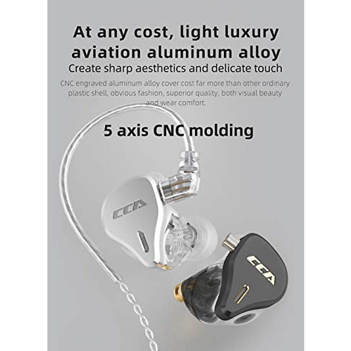 CCA CS16 in-Ear Monitors, 16BA Reference HiFi Stereo IEM Wired Earphones/Earbuds/Headphones with Detachable Cable 2Pin for Musician Audiophile (Without Mic, Silver)
