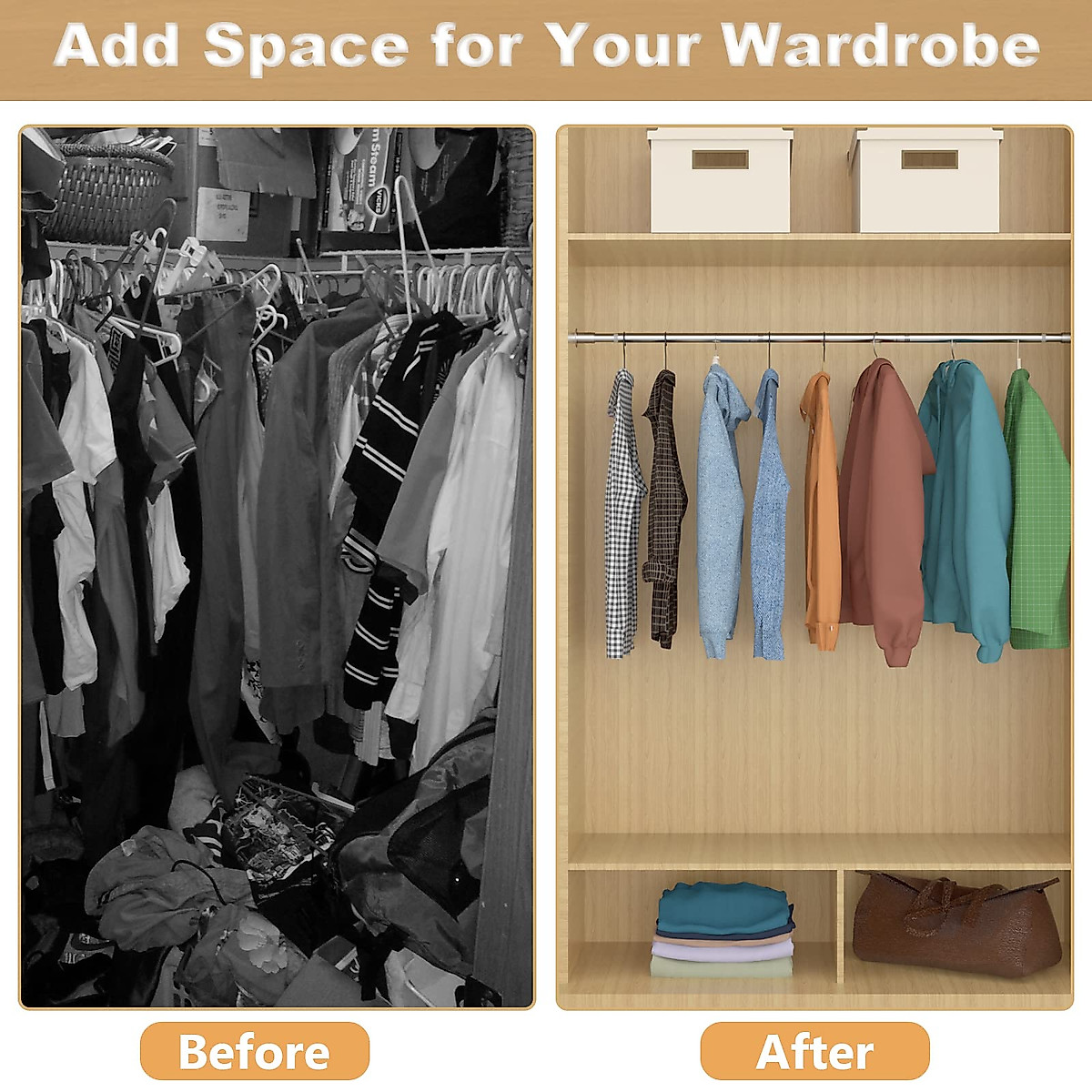 CALCHELE Closet Rod for Hanging Clothes Heavy Duty Clothes Rod Pole for Closet 15 to 39 Inch Adjustable Closet Rods for Wardrobes