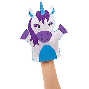 Baker Ross Fairy Tale Hand Puppet Sewing Kits - Pack of 4, Make Your Own Wooden Puppets, Puppets for Kids, Wooden Crafts for Kids to Assemble and Decorate (AW692)