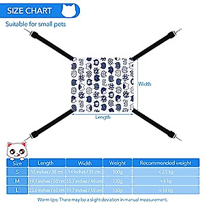 Pedgot 3 Pack Reversible Cat Hanging Hammock with Adjustable Straps and Hooks Double-Sided Pet Cage Hammock Hanging Bed Resting Sleepy Pad for Small Animals Pets, 23.6 x 20 Inches