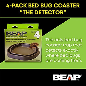 BEAPCO 10013 (Gray) 4-Pack Eco Friendly Bug Traps for Bed-Frame Legs | Reliable Insect Detectors, Interceptor, and Monitor for Pest Control and Treatment