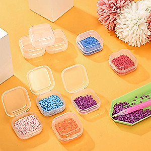 36 Pieces Rectangle Clear Plastic Containers Transparent Beads Storage Containers Box Jewelry Storage Box Case with Hinged Lid for Small Items Beads Jewelry (1.3 x 1.3 x 0.7 Inches)