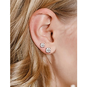 IMOLOVE Moissanite Stud Earrings with 0.6ct-3ct D Color Round Cut Lab Created Diamond Earrings in Sterling Silver with 18K White Gold Plated for Women Men-2