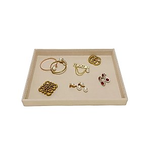 Svea Display Beige Velvet Flat Tray Closet Organizer Drawer Inserts Divider for Jewelry Accessory Collectibles Trade Show Exhibition Home Use Premium Grade Material Neutral Tone