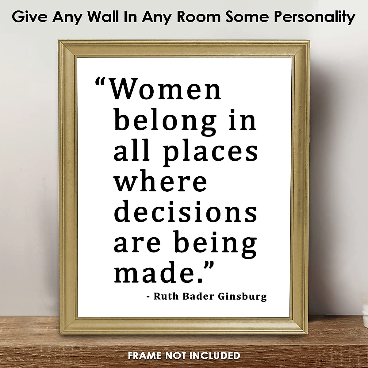 Inspirational Ruth Bader Ginsburg Wall Art - Set of 3, White, 8x10 RBG Poster, RBG Wall Art & Motivational Wall Art, Positive Affirmations Wall Decor for Bedroom & Office Decor for Men & Women