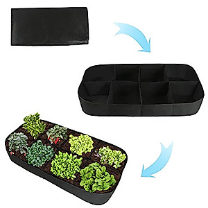 ASSR Fabric Raised Garden Bed, 135 Gallon 8 Holes Rectangle Breathable Planting Container Grow Bag Planter Pot for Plants, Flowers and Vegetables