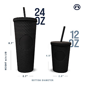 Hogg 24oz Studded Tumbler - Rainbow, Iced Coffee Cups with Lids Reusable, 24 oz Tumbler with Lid and Straw, Venti Reusable Iced Coffee Cup, Bling Cup, DIY Circle for Vinyl or Stickers, Rainbow Tumbler