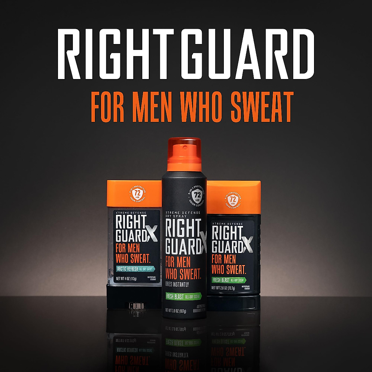 Right Guard Xtreme Defense Antiperspirant Deodorant Invisible Solid Stick, Fresh Blast, 2.6 Ounce , 4 Count (Pack of 1)