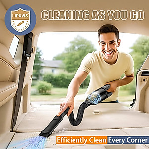 LIPUWS Mini Protable Car Vacuum Cordless,Handheld Vacuum for Quick Cleaning, Hand held vacuuming, Dust Buster Cordless Rechargeable for Car Home and Office