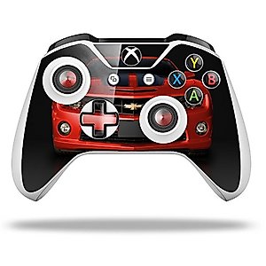 WraptorSkinz Decal Vinyl Skin Wrap compatible with XBOX One S/X Controller - 2010 Chevy Camaro Victory Red - Black Stripes on Black (CONTROLLER NOT INCLUDED)