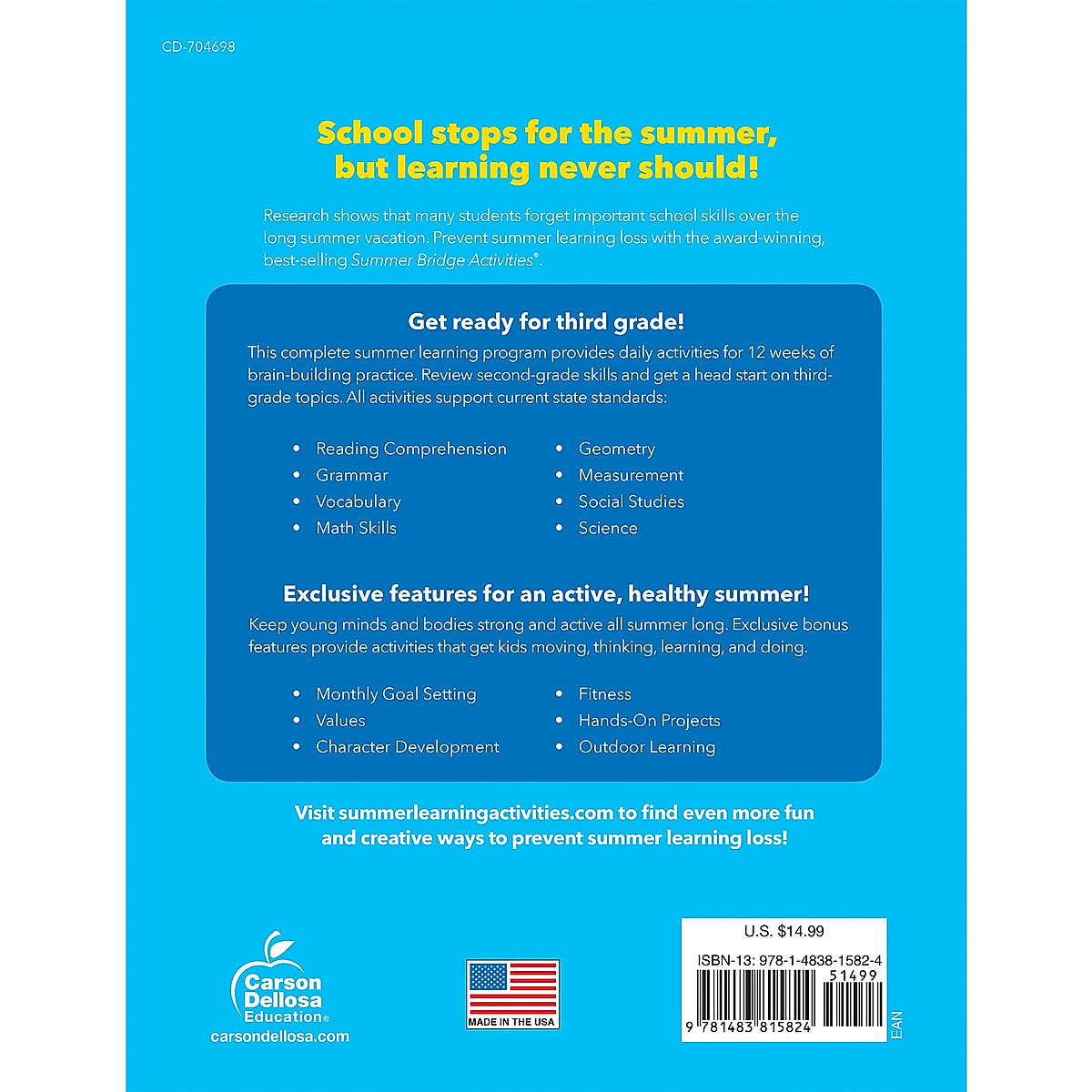 Summer Bridge Activities 2nd to 3rd Grade Workbook, Math, Reading Comprehension, Writing, Science, Social Studies, Fitness Summer Learning Activities, 3rd Grade Workbooks All Subjects With Flash Cards