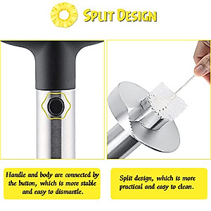 Pineapple Corer and Slicer Tool, Stainless Steel Pineapple Core Remover Tool with Pineapple Eye Peeler, Stainless Steel Pineapple Cutter for Home Kitchen with Sharp Blade for Diced Fruit Rings