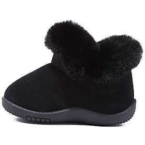 KEESKY Toddler Boots for Girls Suede Warm Fur Lined Ourdoor Footwear Black Size 3.5 M Toddler