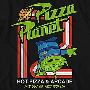 Mens Toy Story Group Shirt - Woody, Buzz Lightyear, Rex & Pizza Planet Aliens - Made in The 90s Kanji Classic T-Shirt (Black Aliens, Small)