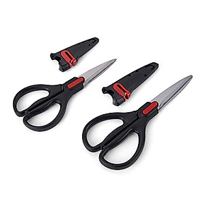 Farberware Purpose and Utility Shears with Edgekeeper Sheaths, Set of 2, 2 Piece Set, Black/Red