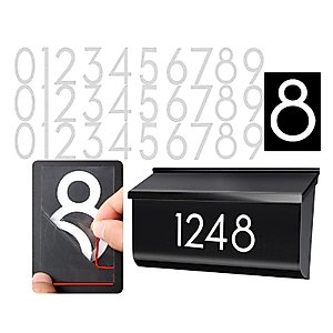 3 inch 30 Pcs Reflective Mailbox Numbers Stickers for Outside, Easy Installation with Prolonged Backing for and Pre-cut, Self Adhesive White Vinyl Address for House Address Sign Window Trash Bins