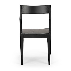 Plank+Beam Modern Dining Chair, Wooden Kitchen and Dining Room Chair, Wood Chair for Office, Living Room, Black