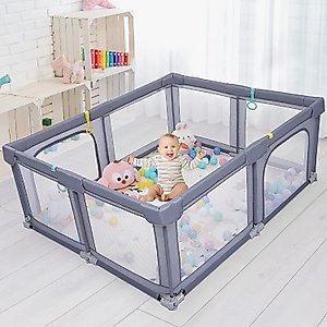 Ronipic Baby Playpen, Extra Large Play Pens for Toddlers 71"x59"x27", Indoor Outdoor Playard for Babies Kids Activity Center with Gate, Sturdy Baby Fence Play Yard with Soft Breathable Mesh