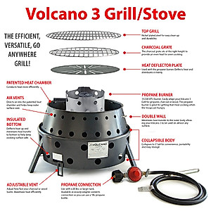 Volcano Grills 3 Grill/Stove Bundle Includes Lid and Cookbook, Grey