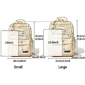 Verdancy Backpack for School College Teens Students Travel Aesthetic Bookbag with Laptop Compartment Schoolbag Casual Daypack (Large-Fit 15.6" Laptop, Beige)