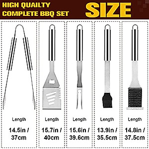 31Pcs Barbecue Accessories Tools Kit Stainless Steel Grilling Utensil Set with Storage Bag for Men Women Dad - BBQ Grill Tools Set with Thermometer for Backyard Party, Tailgating, Camping