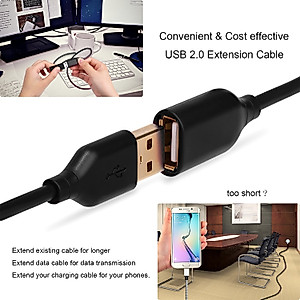 Besgoods USB Extension Cable, 4-Pack 6ft/2m USB 2.0 Extension Cable A Male to A Female Cable Extender Cord for Keyboard, Mouse, Printer - Black