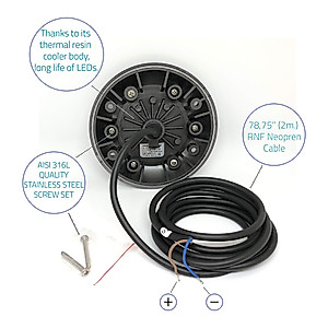 Al Aker Lighting LED Underwater Boat Lights, 25W 12V (Blue, Green, White LED Colour Options), Surface Mount for Boats, Yachts, Cruise Ships, Sailboat, Pontoon, Transom (Blue 1300 lumen)