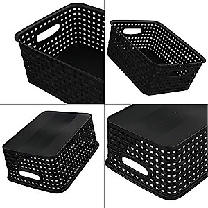 Begale Plastic Storage Basket for Household Organization, Set of 6, Black