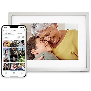 Skylight Digital Picture Frame - WiFi Enabled with Load from Phone Capability, Touch Screen Digital Photo Frame Display - Customizable Gift for Friends and Family - 10 Inch Silver