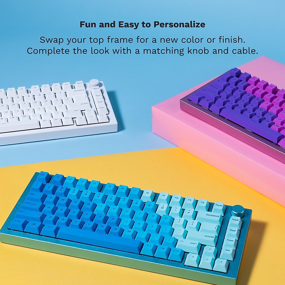 Glorious Gaming GMMK PRO 75% - Modular Mechanical Gaming Keyboard, TKL Size, 1.5kg Frame, Fox Switches, Fully Customizable, Coiled Cable, Wrist Rest, White PBT Keycaps, RGB, QWERTY - Black